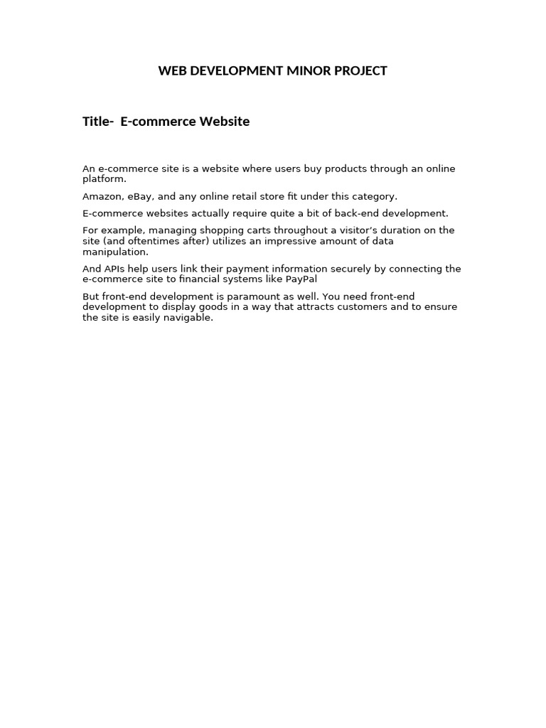 Web Development Minor Project | PDF