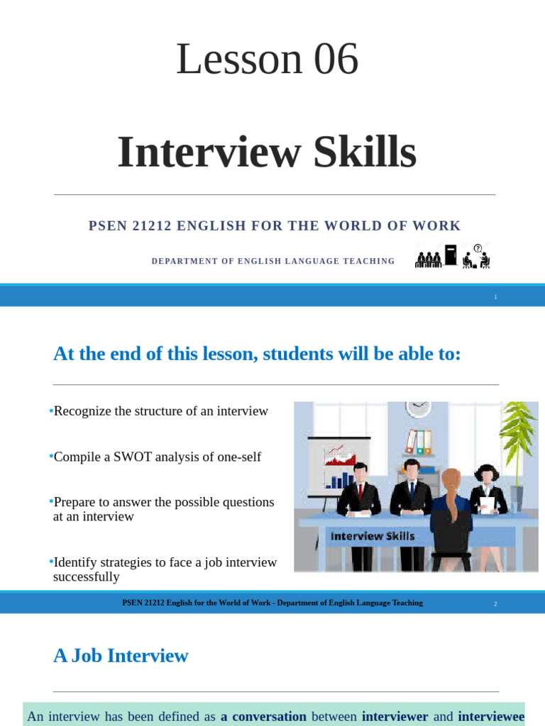 Lesson 06 Interview Skills | PDF | Job Interview | Interview