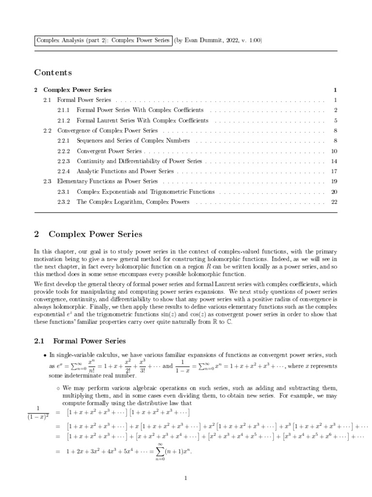 Complexanalysis 2 Complex Power Series | PDF | Power Series | Limit (Mathematics)
