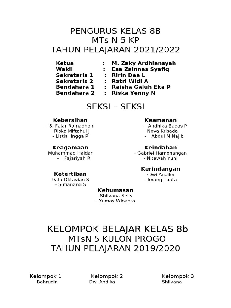 ADMINISTRASI KELAS 8b | PDF