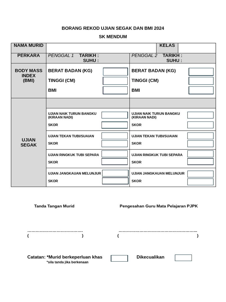 Borang Segak SKM 2024 | PDF