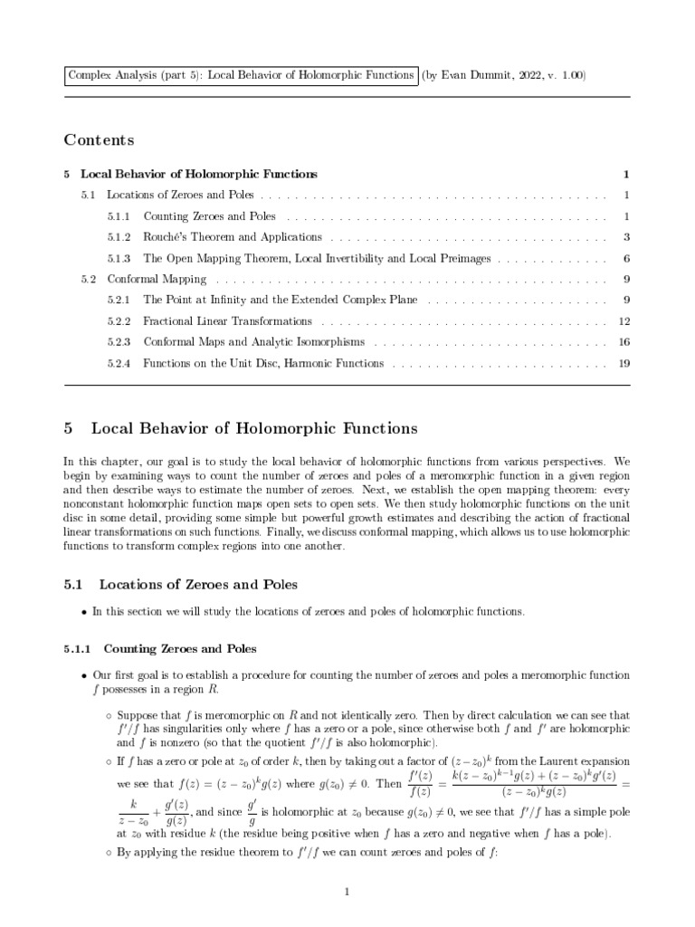 Complexanalysis 5 Local Behavior of Holomorphic Functions | PDF | Mathematics | Abstract Algebra