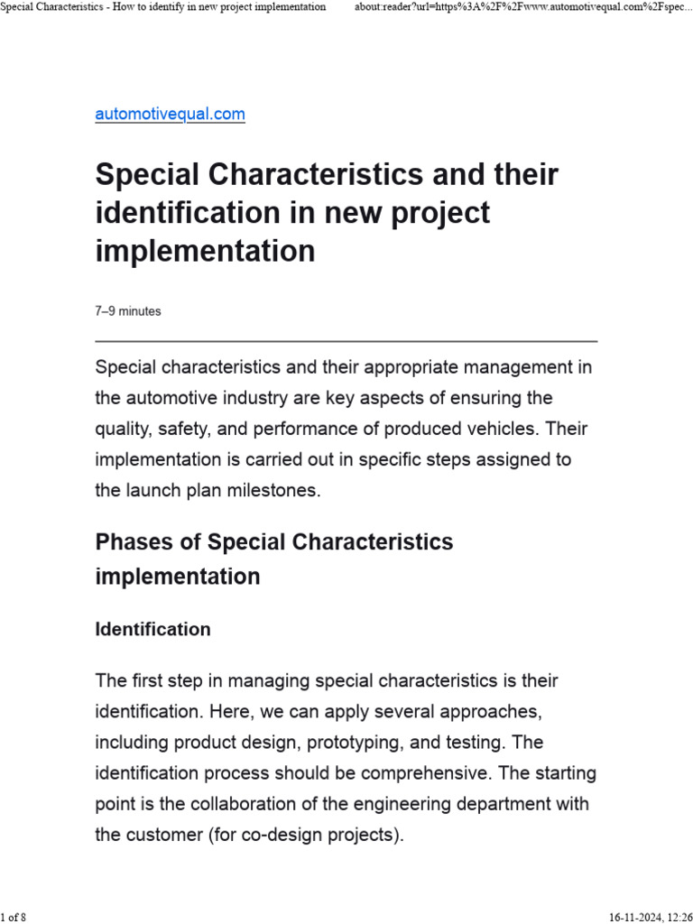Identifying Special Characteristics in Projects | PDF | Business