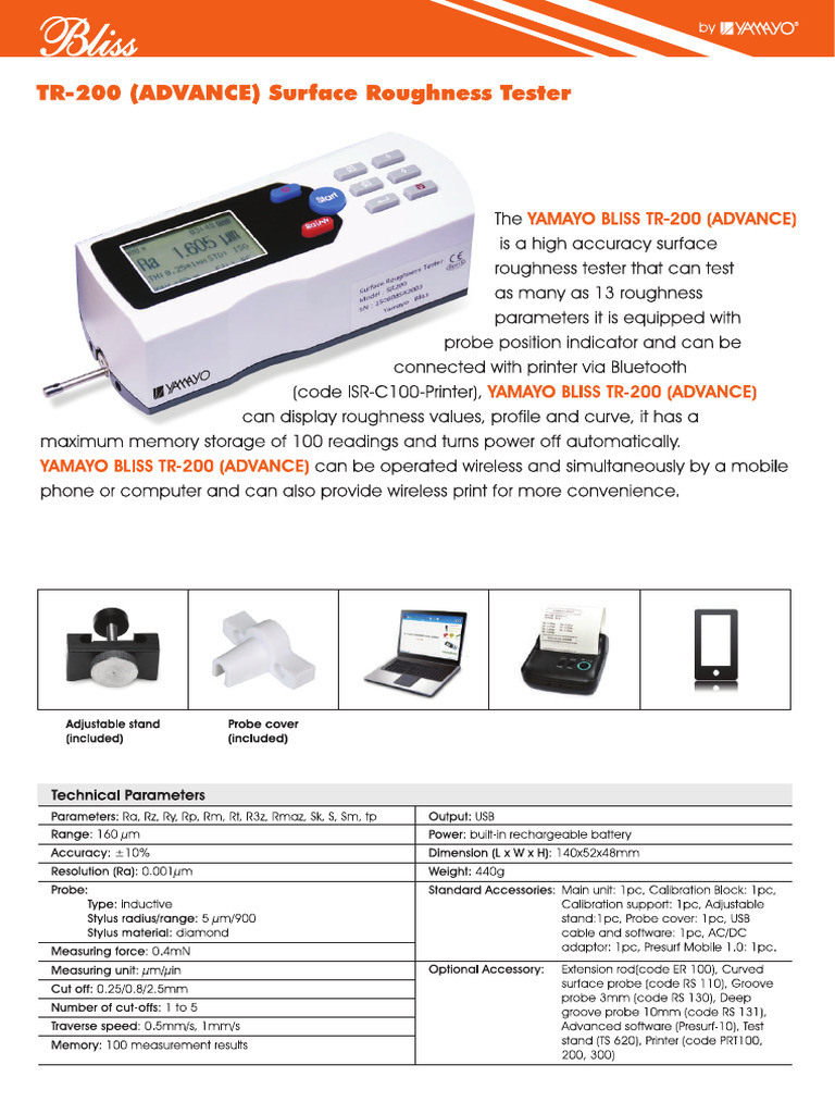TR 200 (Advance) Surface Roughness Tester | PDF