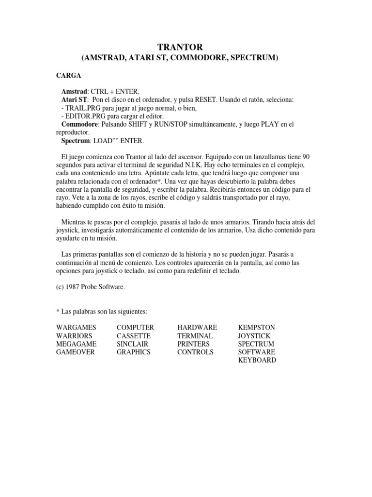 Trantor-TheLastStormtrooper (Trantor) (ErbeSoftwareS A) | PDF