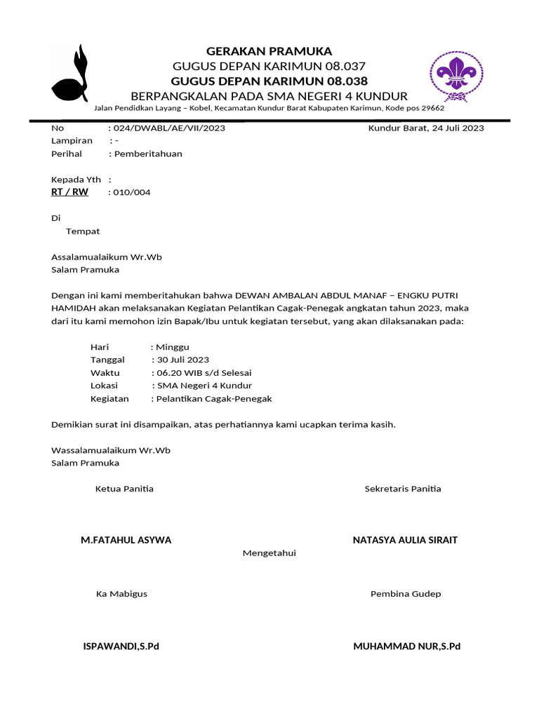 Surat Izin RT RW-3 | PDF