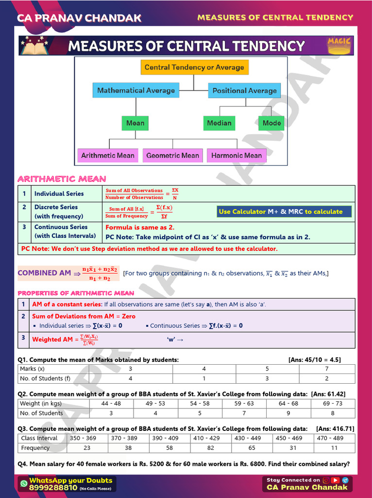 Understanding Arithmetic Mean and Its Properties | PDF | Mode ...