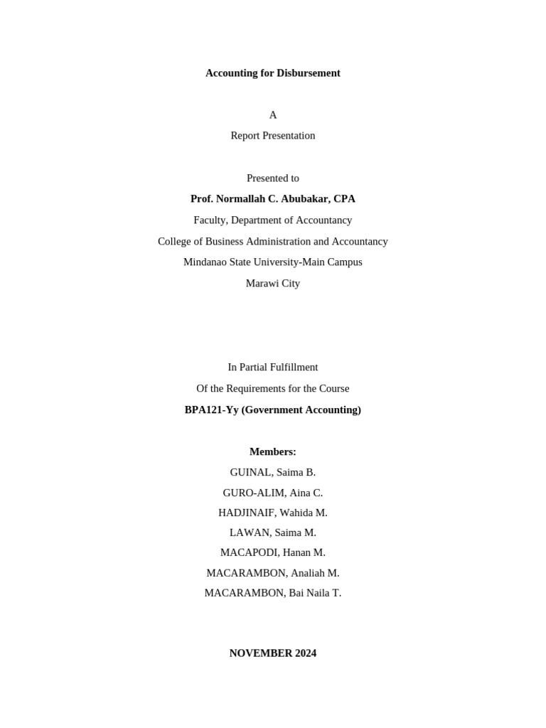 Final Disbursement Accounting Overview | PDF | Loans | Payments