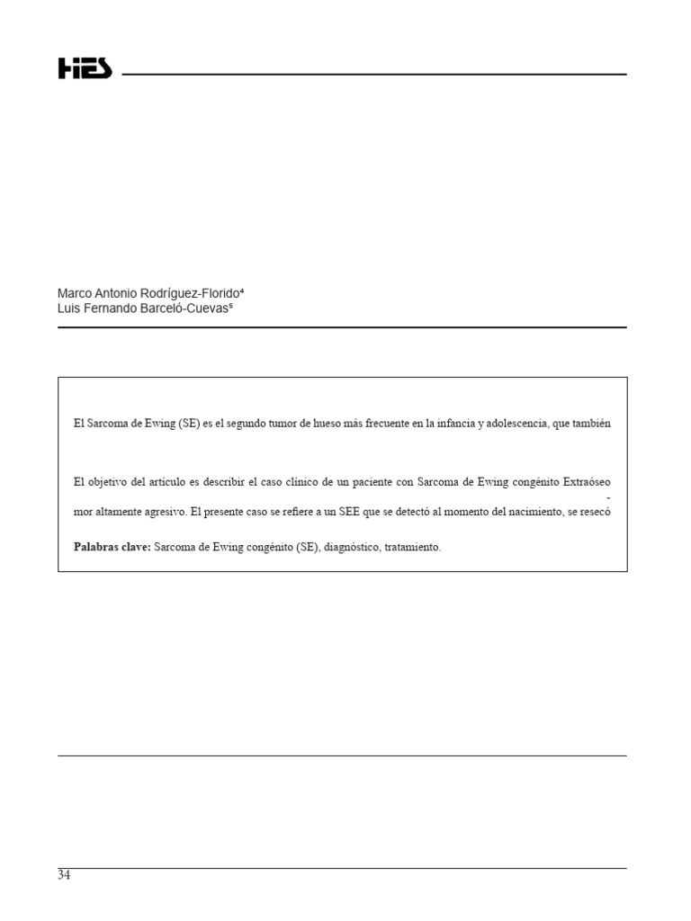Caso de Sarcoma de Ewing Congénito | PDF | Quimioterapia | Neoplasias