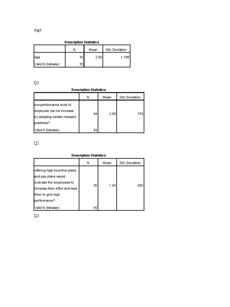 Descriptive Statistics | PDF | Incentive | Systems Psychology