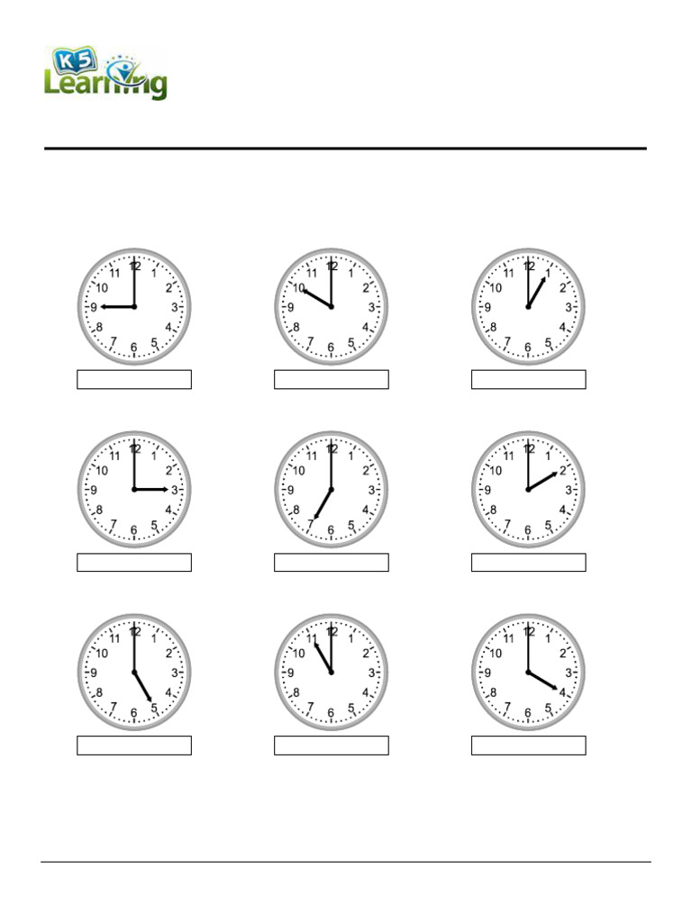Grade 2 Telling Time Whole Hours D | PDF