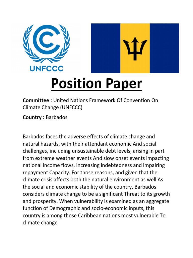 Barbados Climate Change Position Paper | PDF | Climate Change | United ...
