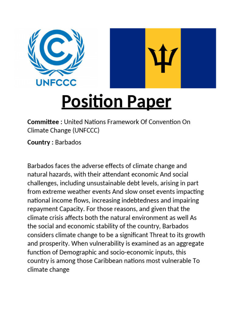 Position Papers - Barbados | PDF | Climate Change | United Nations ...