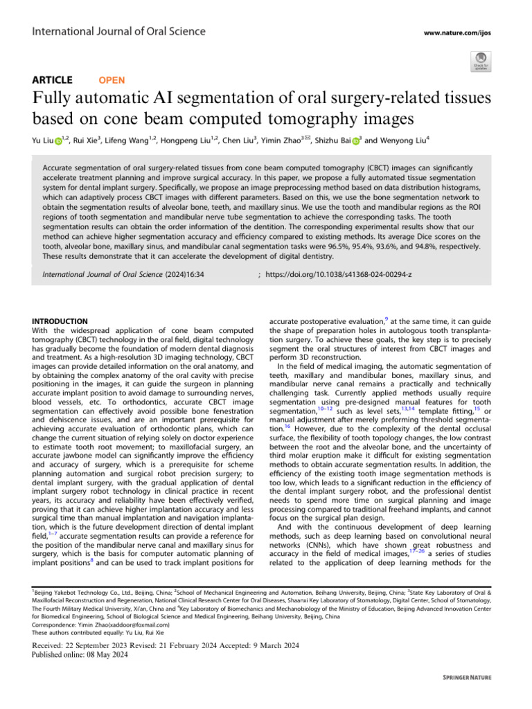 15.Fully automatic AI segmentation of oral surgery-related tissues ... 15.Fully automatic AI segmentation of oral surgery-related tissues ...