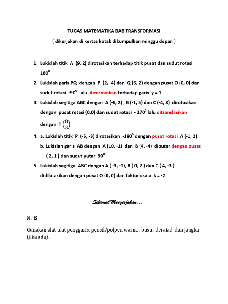 Tugas MTK Transformasi (Gambar) | PDF
