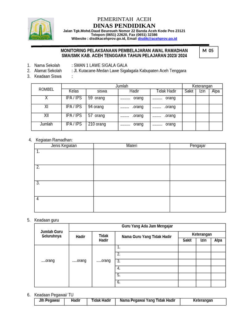 Monev Ramadhan Tahun 2024 | PDF