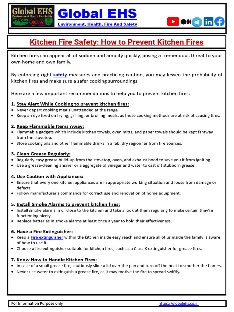 Kitchen Fire Safety Tips and Prevention | PDF