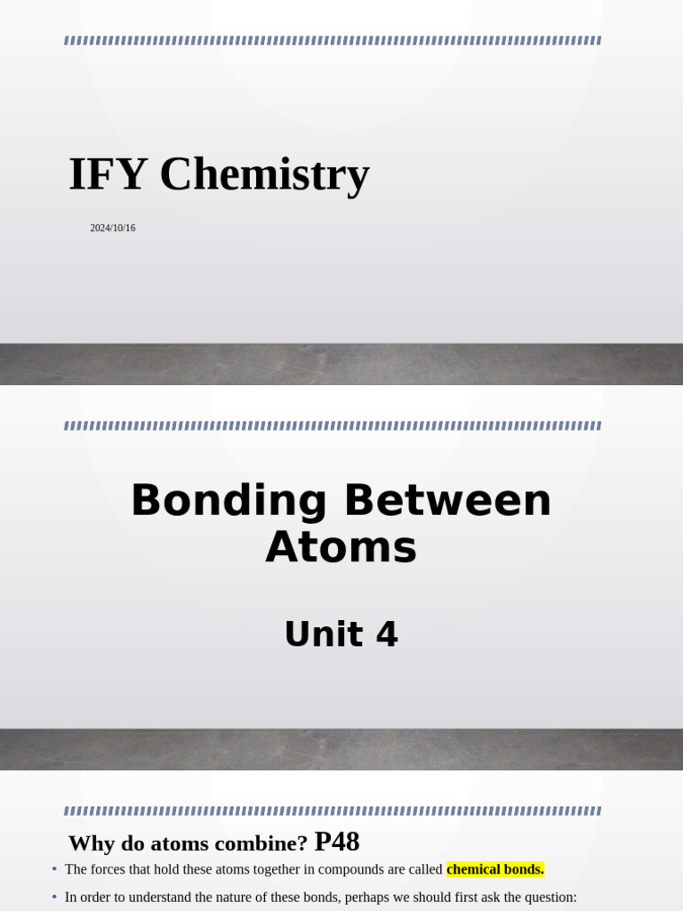 IFY Chemistry 20241016 | PDF | Ion | Chemical Bond