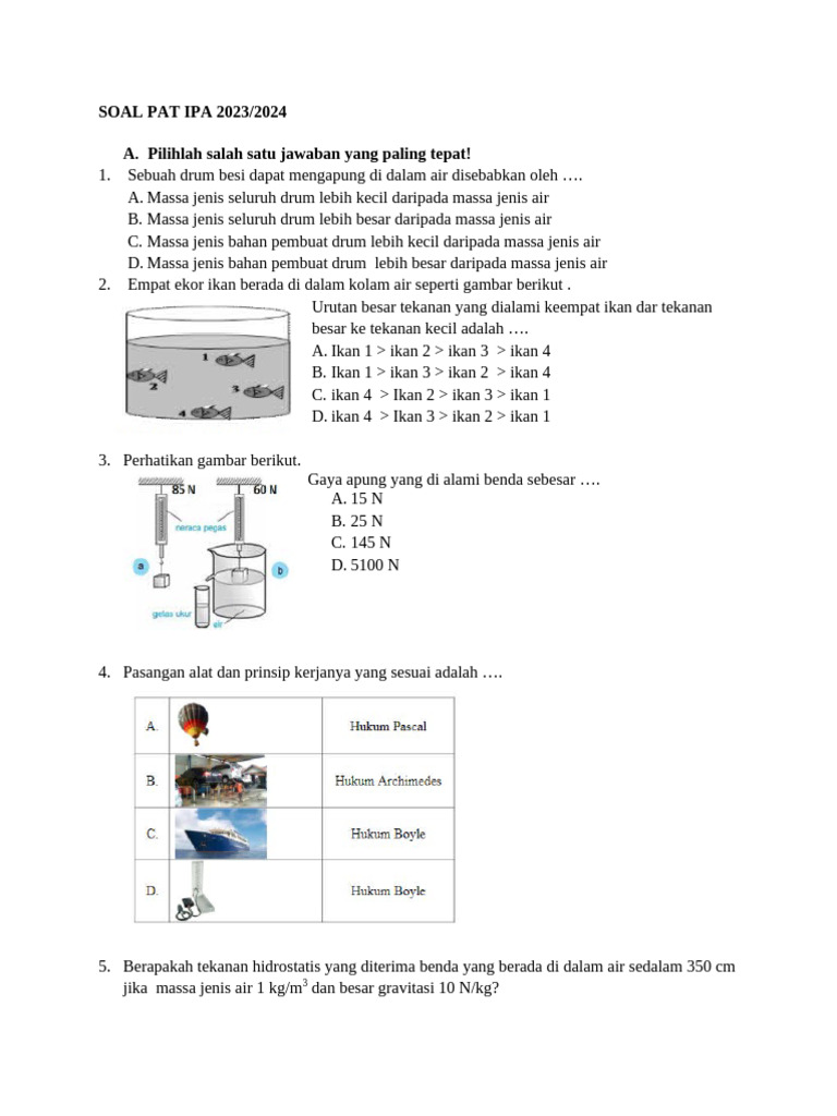Soal Pat Ipa Kelas 8 Wana | PDF | Sains & Matematika