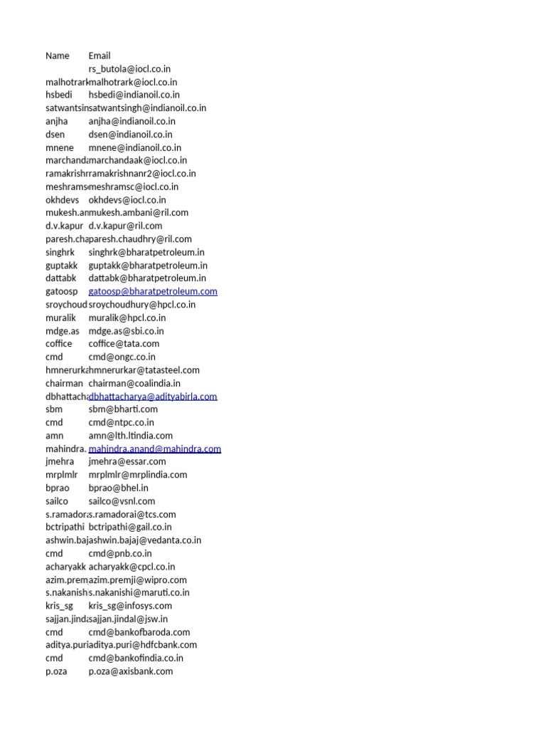 Corporate Email Directory | PDF