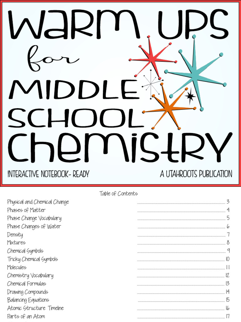Warm Ups For Middle School Chemistry INBs | PDF | Matter | Chemical ...