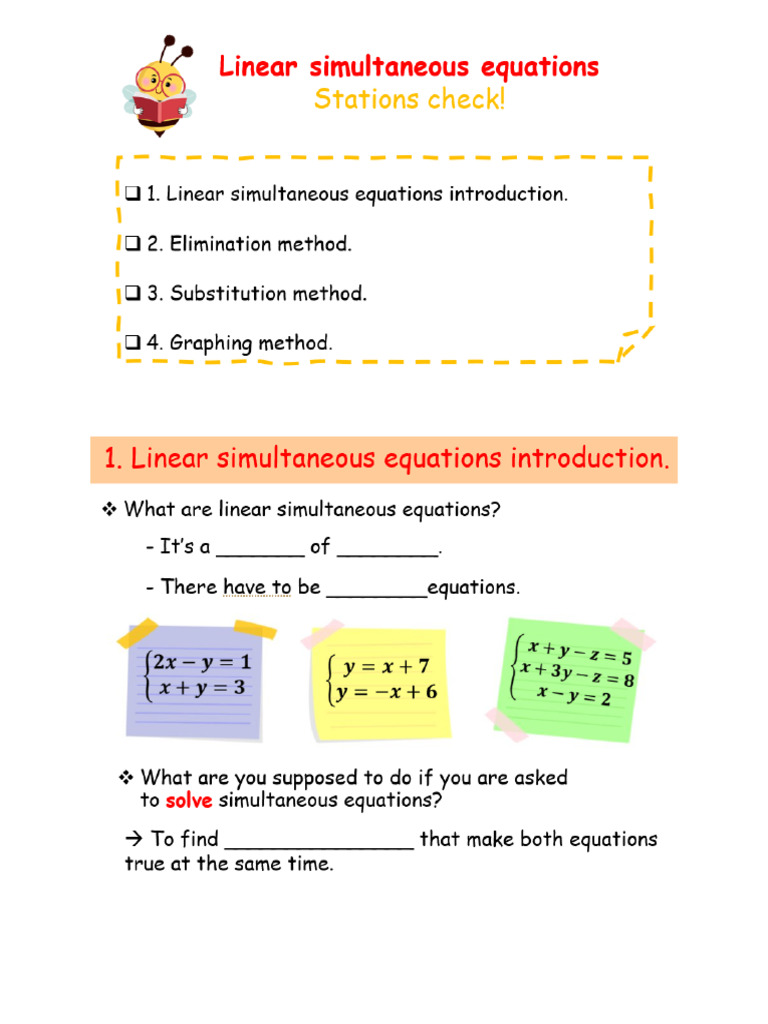 1 - Simultaneous Equations | PDF