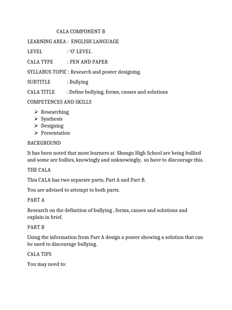 CALA COMPONENT B | PDF | Human Communication | Behavior Modification