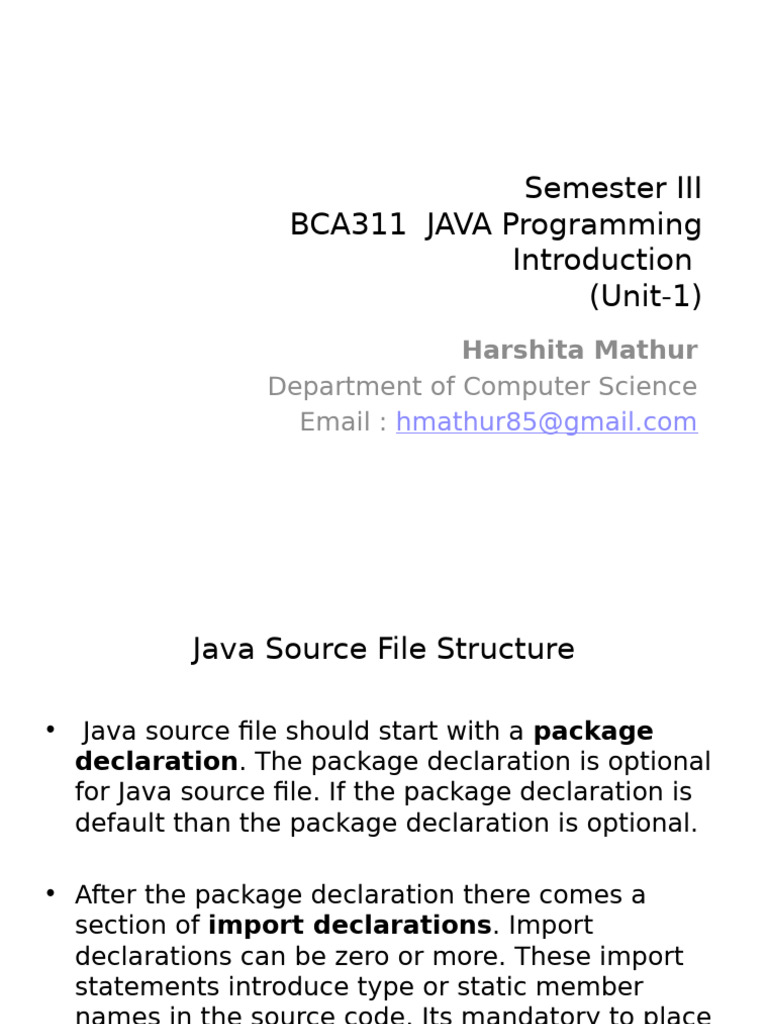 BCA311 Unit1.2 Java | PDF | Java (Programming Language) | Java Virtual Machine