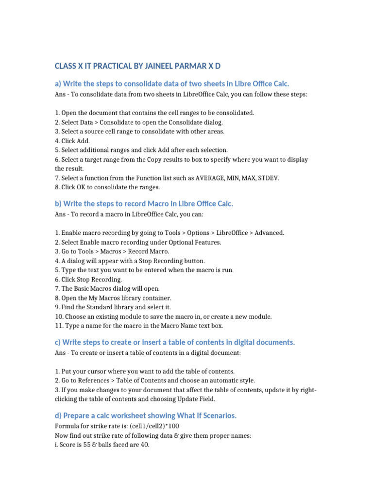 IT Practical Jaineel Parmar Class X | PDF | Business