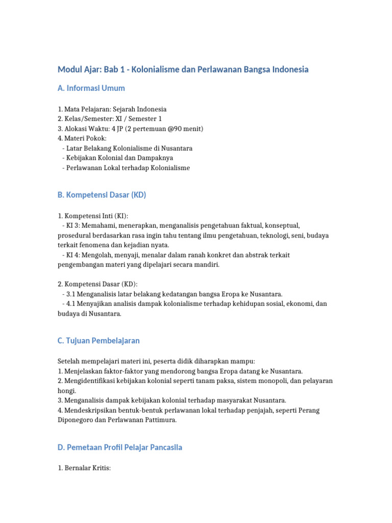 Modul Ajar Bab 1 Kolonialisme | PDF | Ilmu Sosial | Sejarah