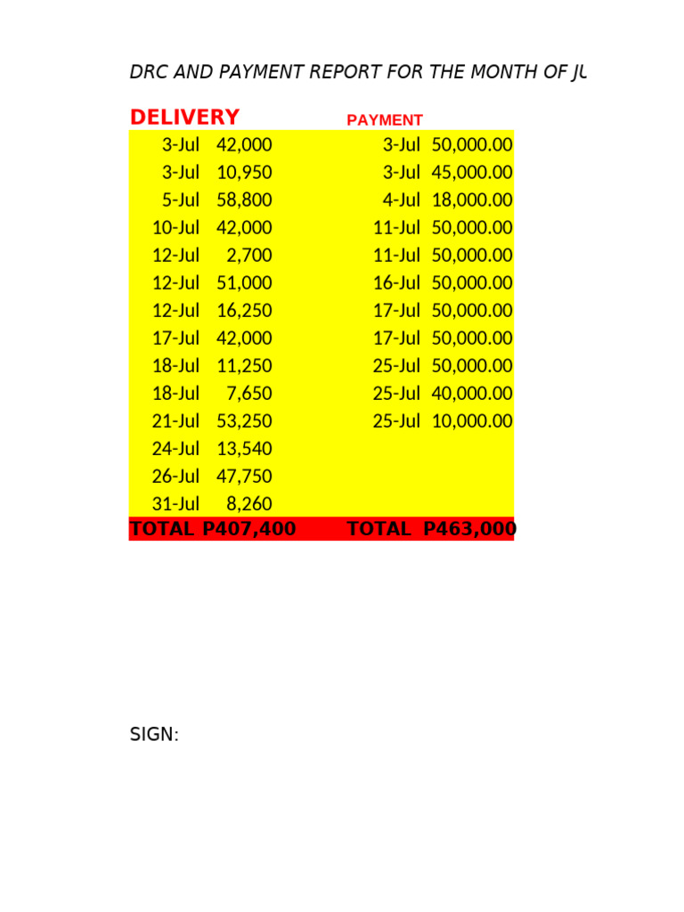 DRC and Payment Report | PDF