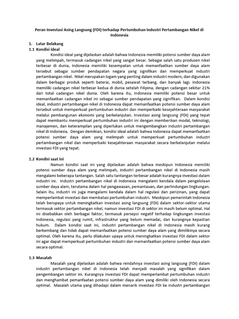 Skripsi - Peran Investasi Asing Langsung (FDI) Terhadap Pertumbuhan ...