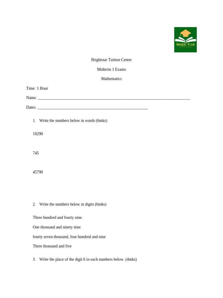 Midterm 1 Maths | PDF