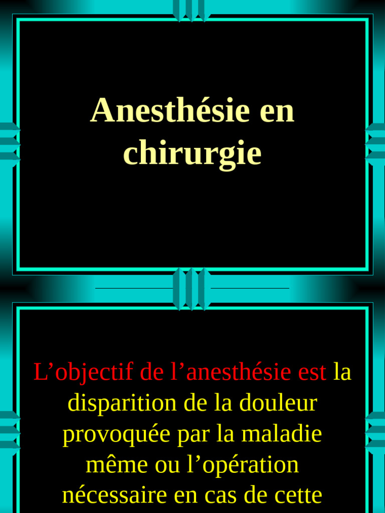 Types et Stades de l'Anesthésie | PDF | Anesthésie | Spécialités médicales