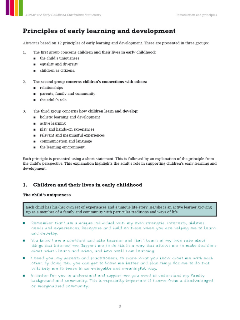 Introduction To Aistear Principles | PDF | Learning | Experience