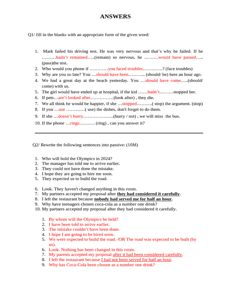 Midterm Grammar (Q+a) | PDF