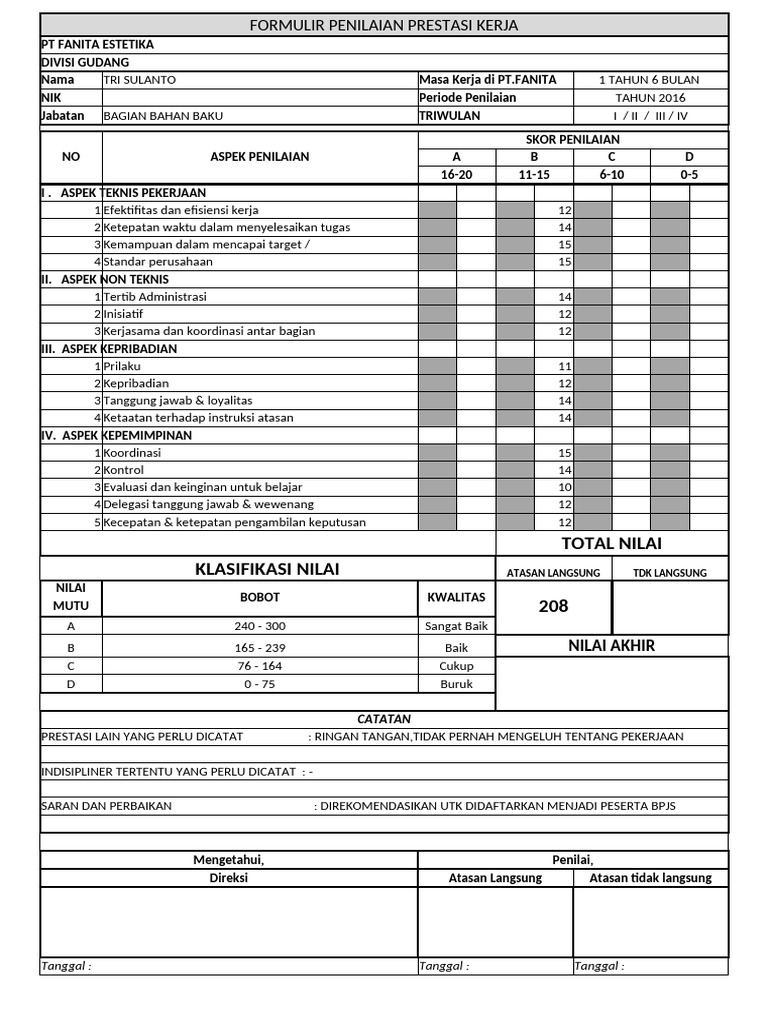 Form Penilaian Gudang | PDF