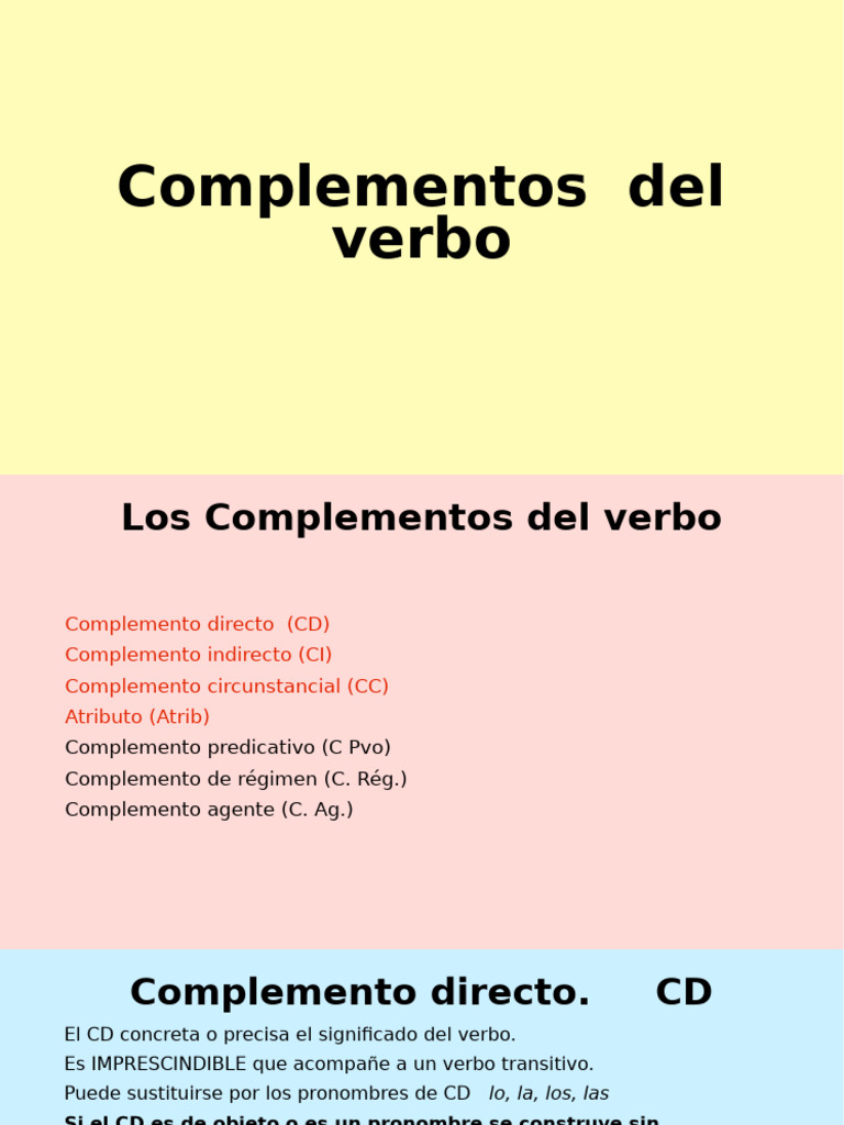 Complementos Del Verbo. 1 | PDF | Verbo | Objeto (gramática)
