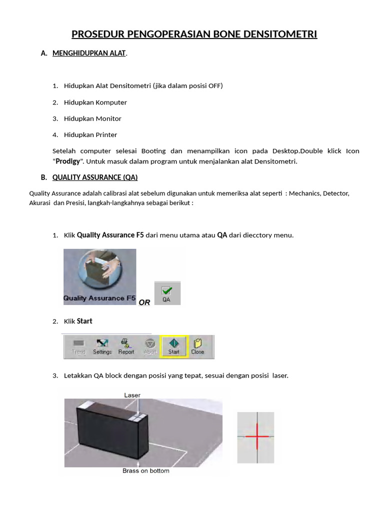 Prosedur Pengoperasian Bone Densitometri | PDF | Teknologi & Rekayasa