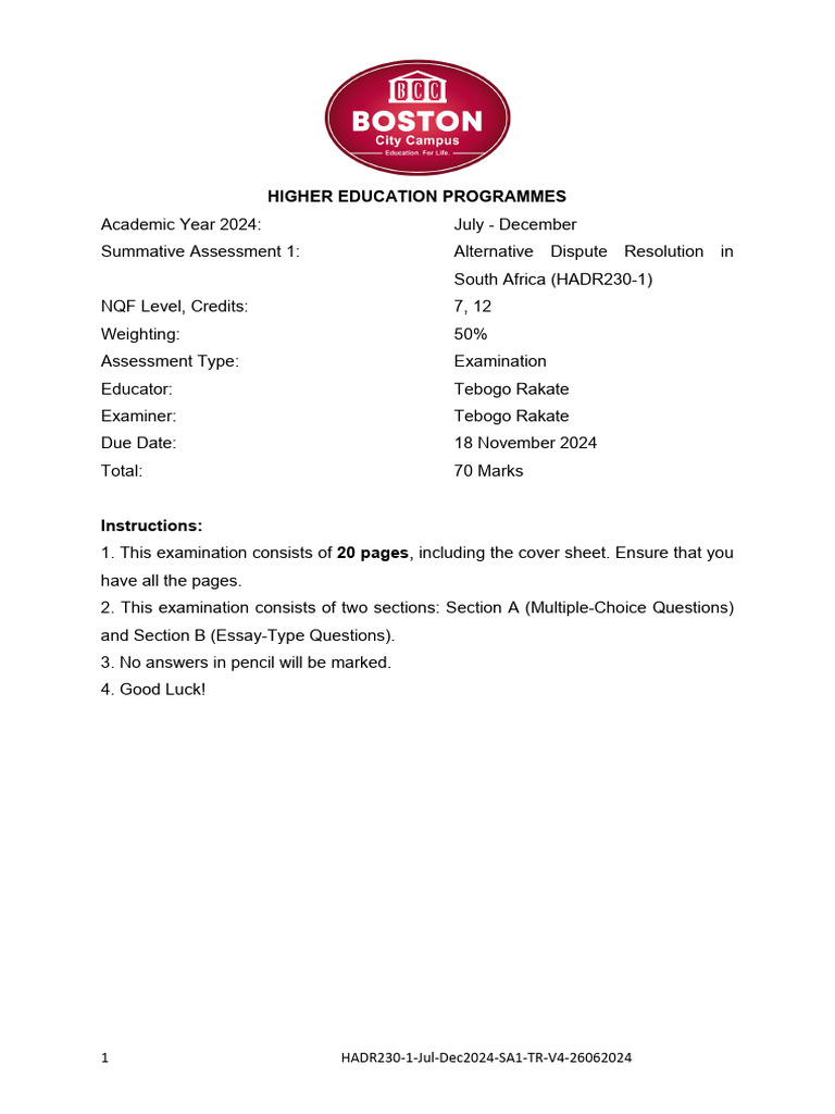 HADR230 1 Jul Dec2024 SA1 TR V3 24062024 | PDF | Cost Of Living | Arbitration