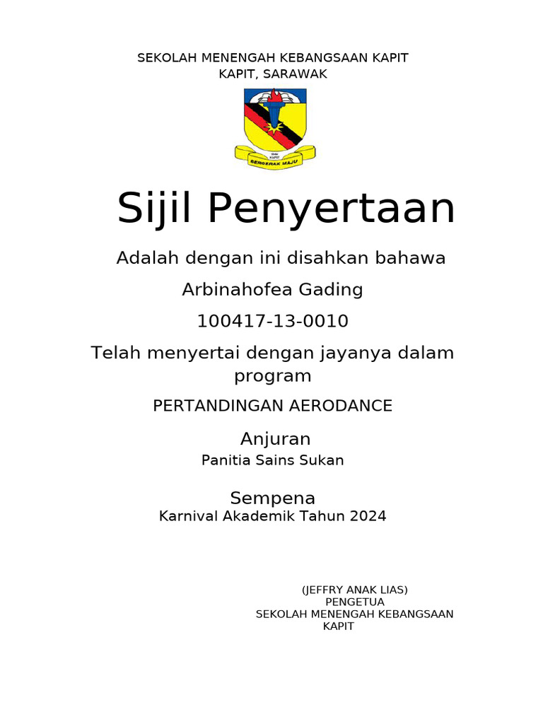 Template Sijil Penghargaan | PDF