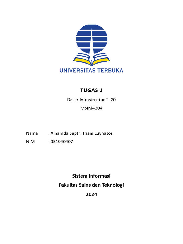 TUGAS 1 Dasar Infrastruktur TI | PDF | Komputer | Teknologi & Rekayasa