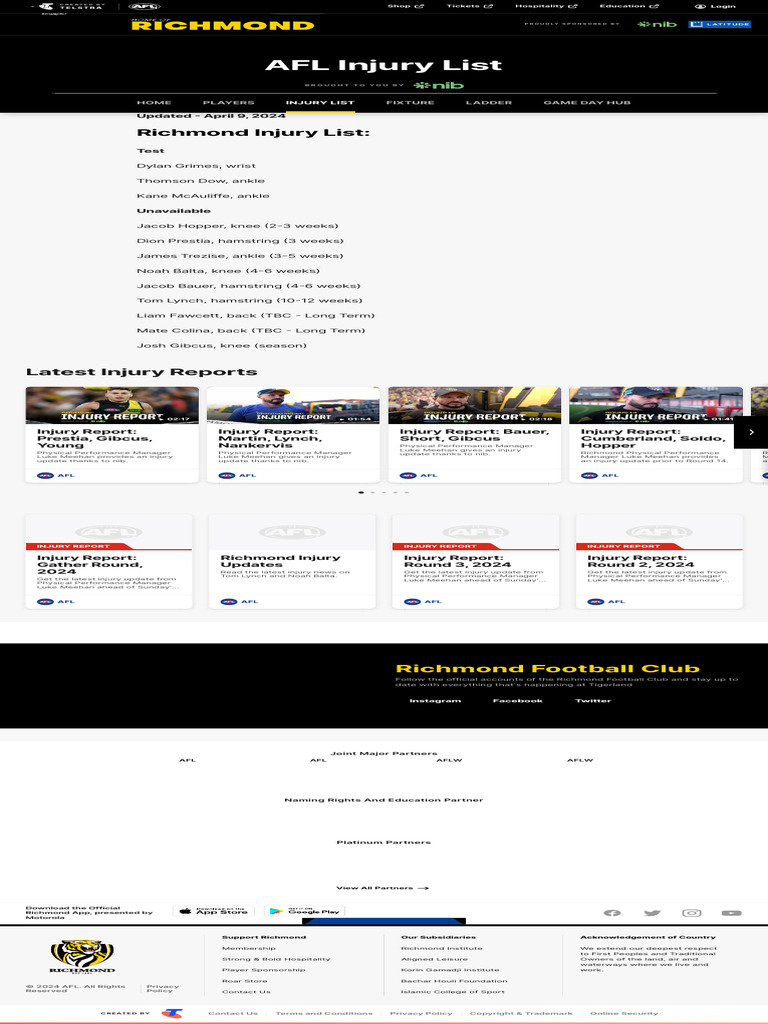Official AFL Website of The Richmond Football Club | PDF | Australian ...