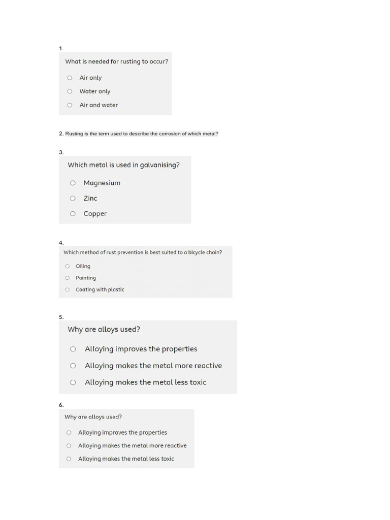 Rusting Quiz | PDF