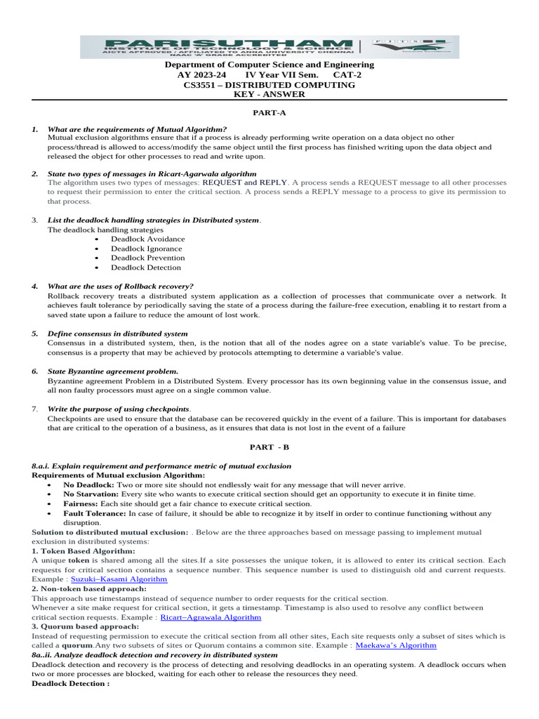 Distributed Computing Unit 1 & 2 | PDF | Distributed Computing | Computing