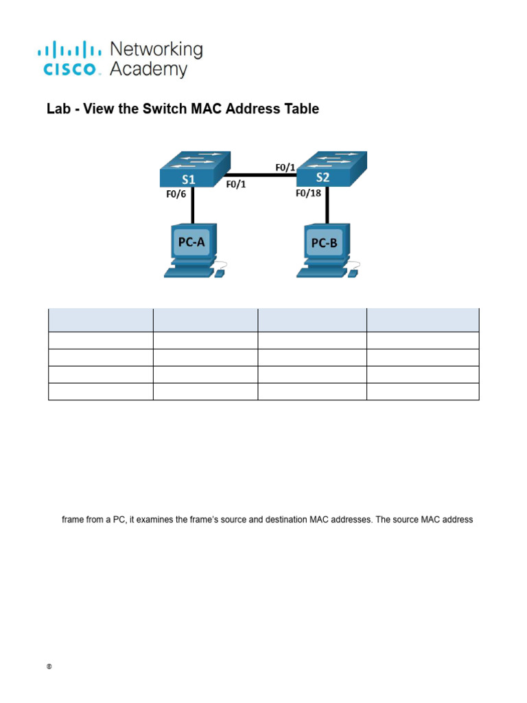 7.3.7 Lab - View The Switch MAC Address Table-Đã Nén | PDF | Computer ...
