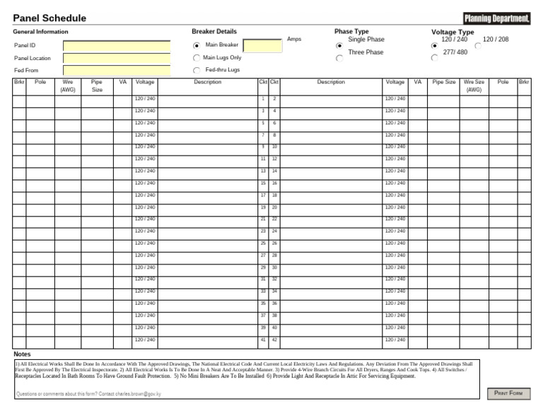 Panel Schedule Template 01 | PDF | Electrical Wiring | Electric Power