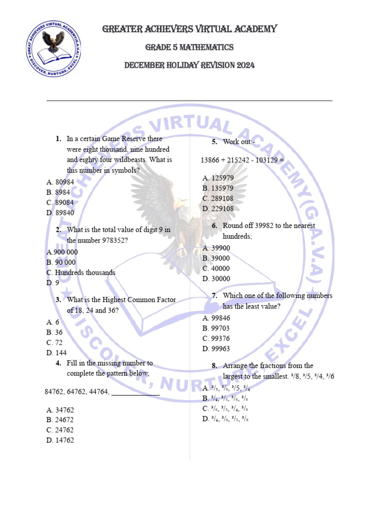 Grade 5 Maths.docx (2) | PDF | Mathematical Notation | Elementary ... Grade 5 Maths.docx (2) | PDF | Mathematical Notation | Elementary ...