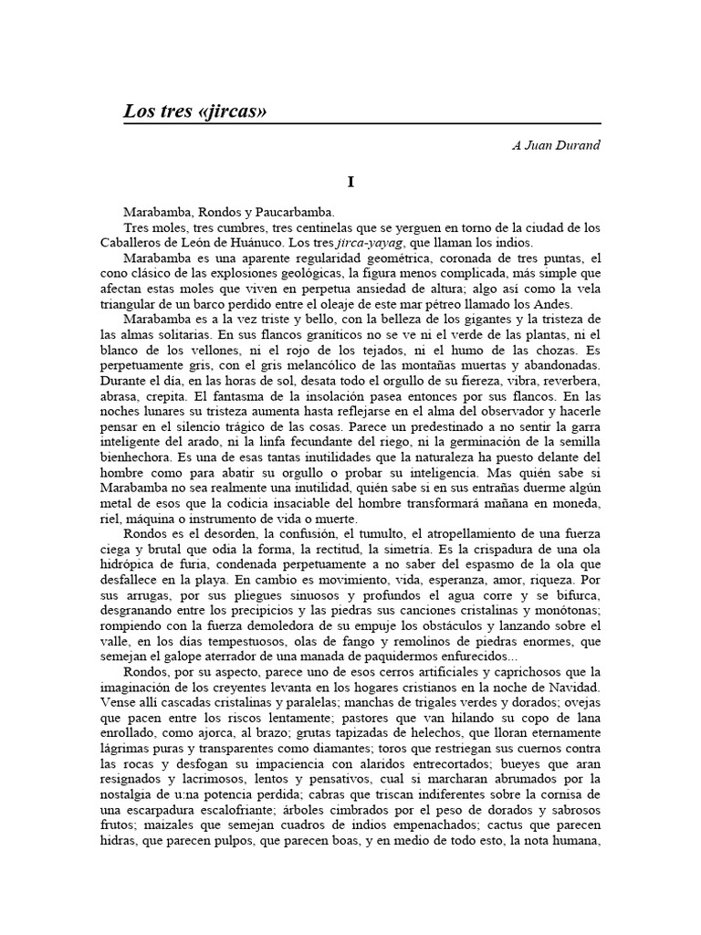 Cuentos Andinos - Las Tres Jircas | PDF | Poesía