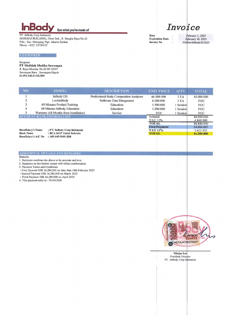 Invoice Corp - RS Permata Depok (First Payment) | PDF